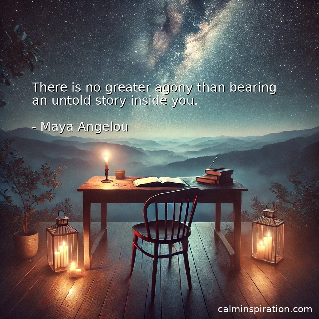 There is no greater agony than bearing an untold story inside you. - Calm Inspiration